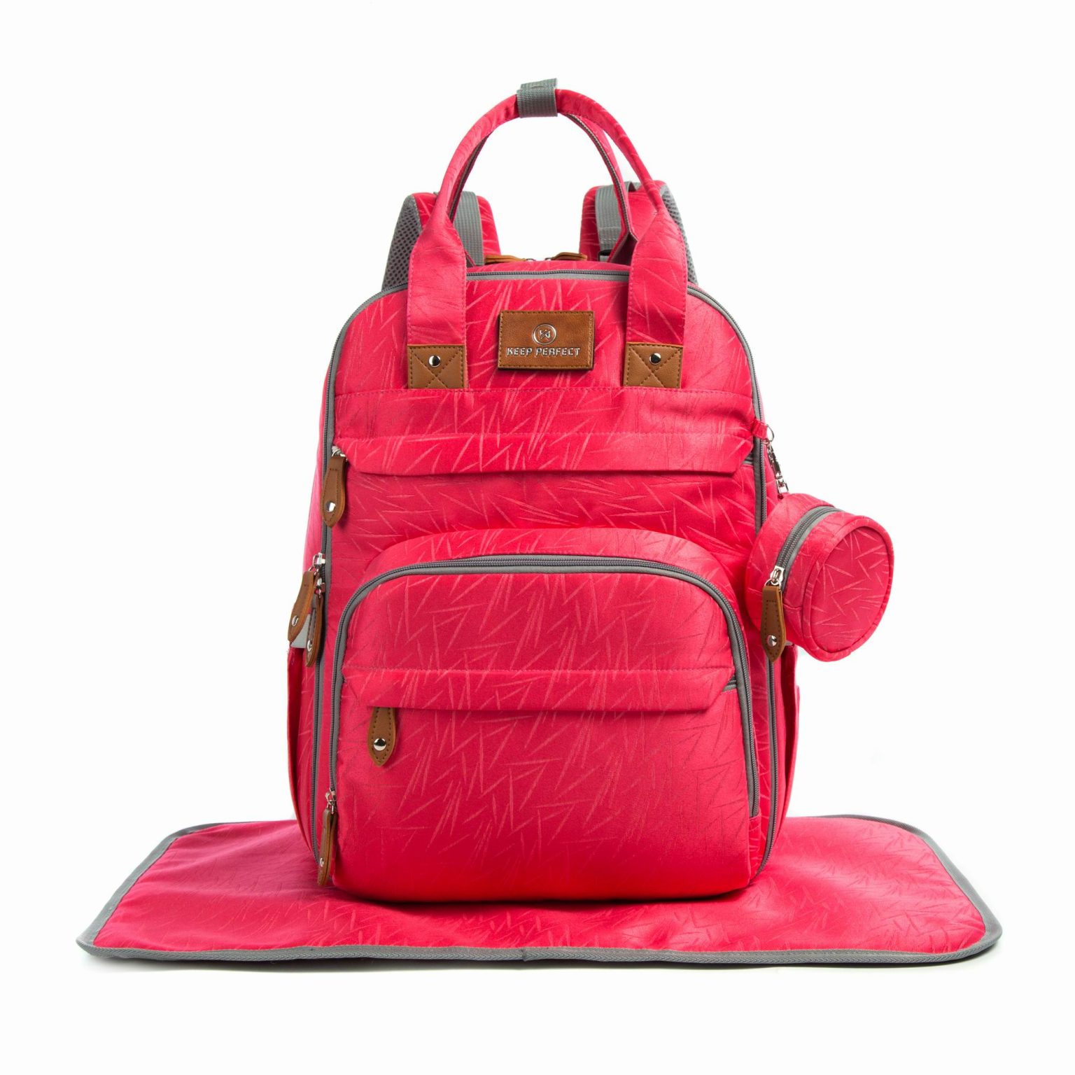 Best Red Diaper Bag Backpack with Diaper Pad | JUNYUAN Bags